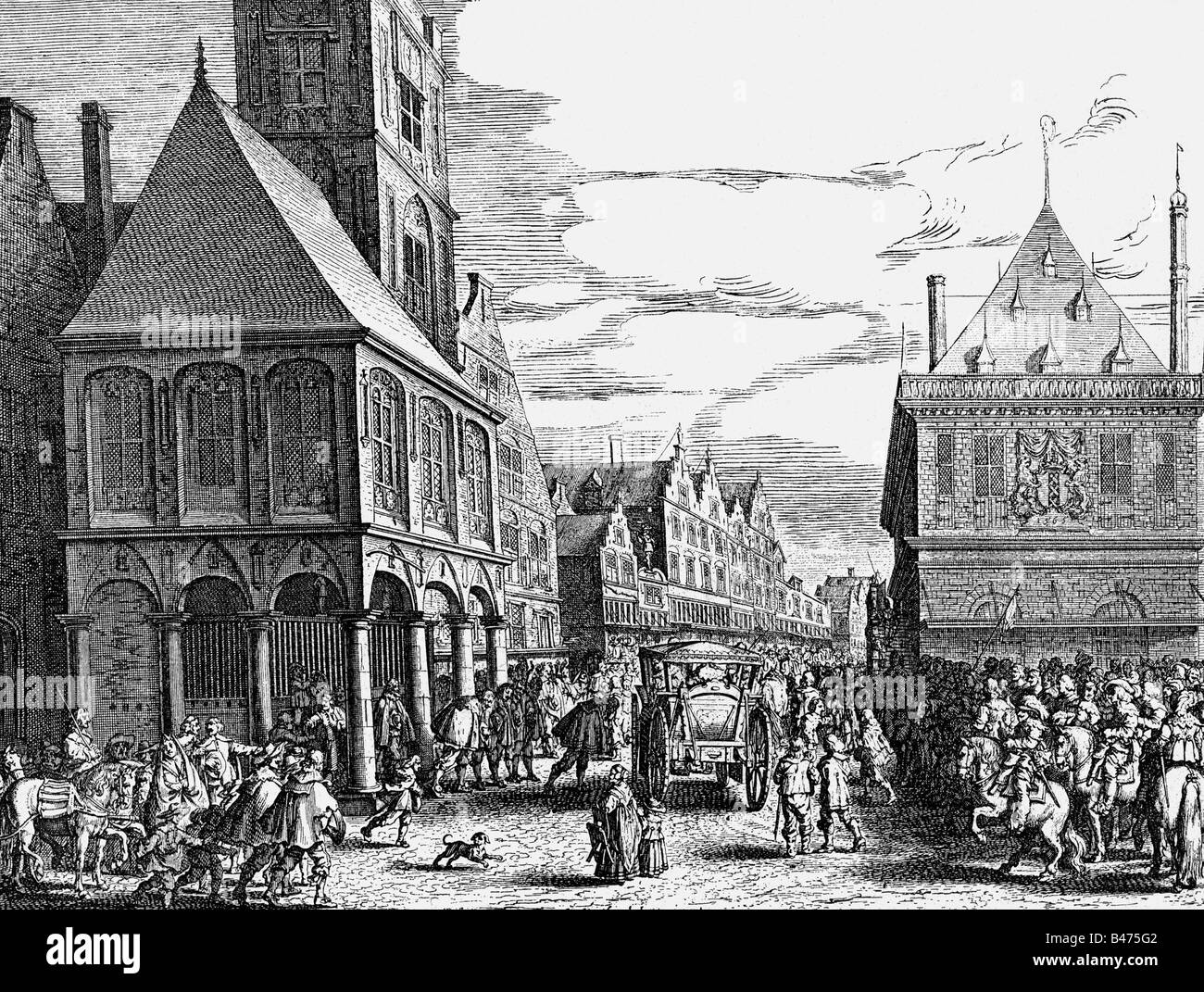 17th century street scene Black and White Stock Photos & Images - Alamy