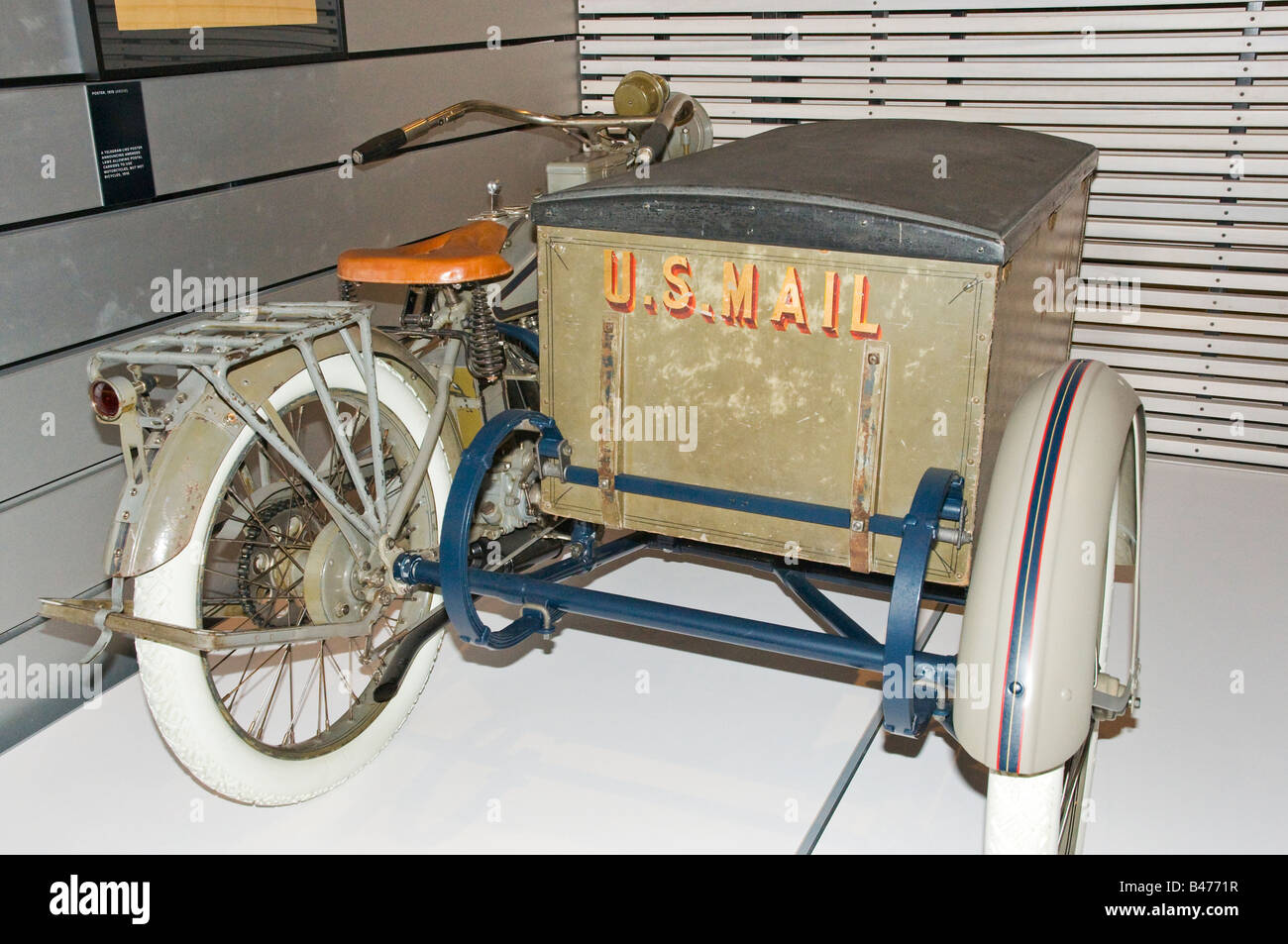 1916 U.S. Mail Harley-Davidson Motorcycle on display at the companies ...