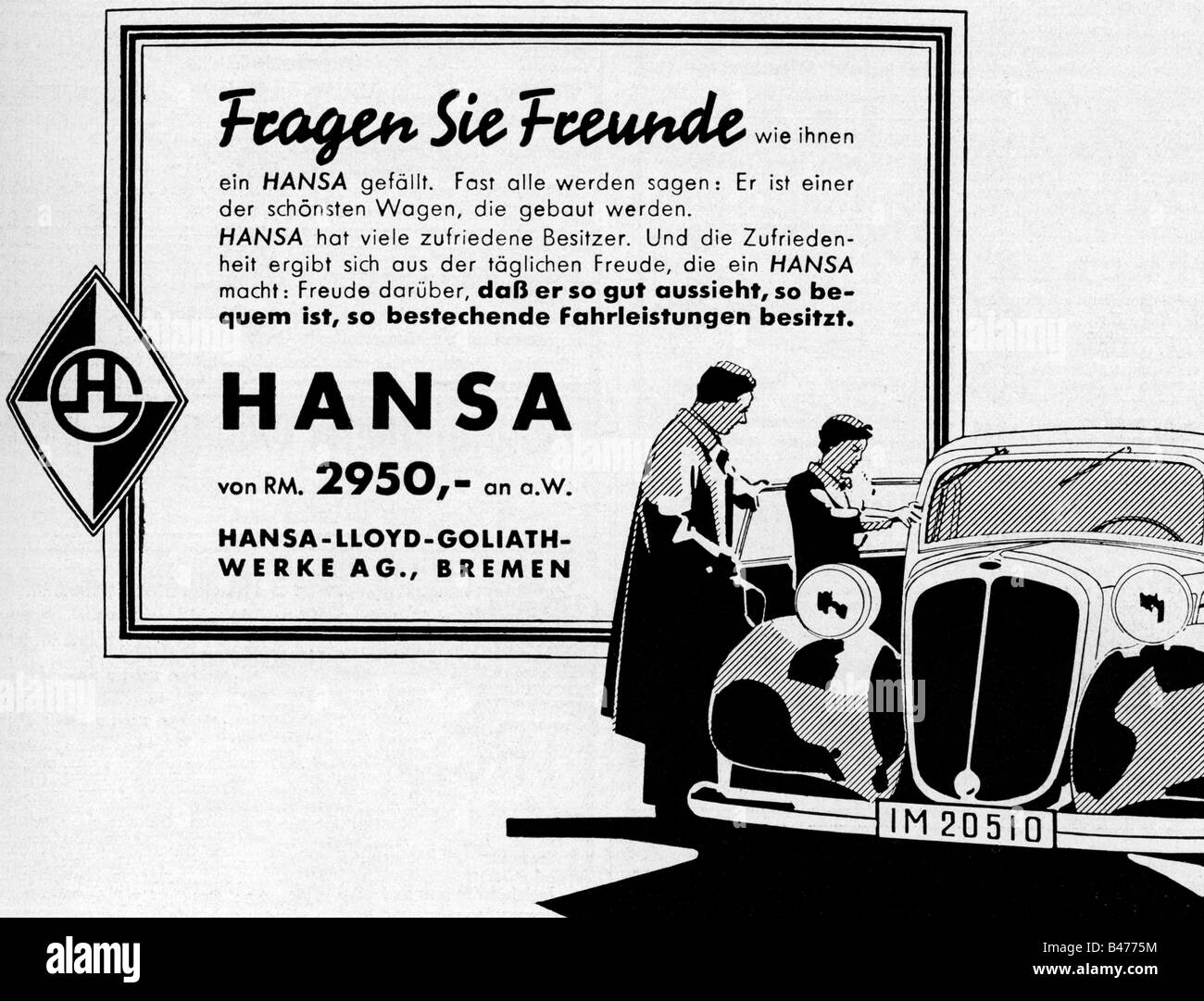 advertising, cars, "Hansa", Hansa-Lloyd Goliath Werke, Bremen, advert ...