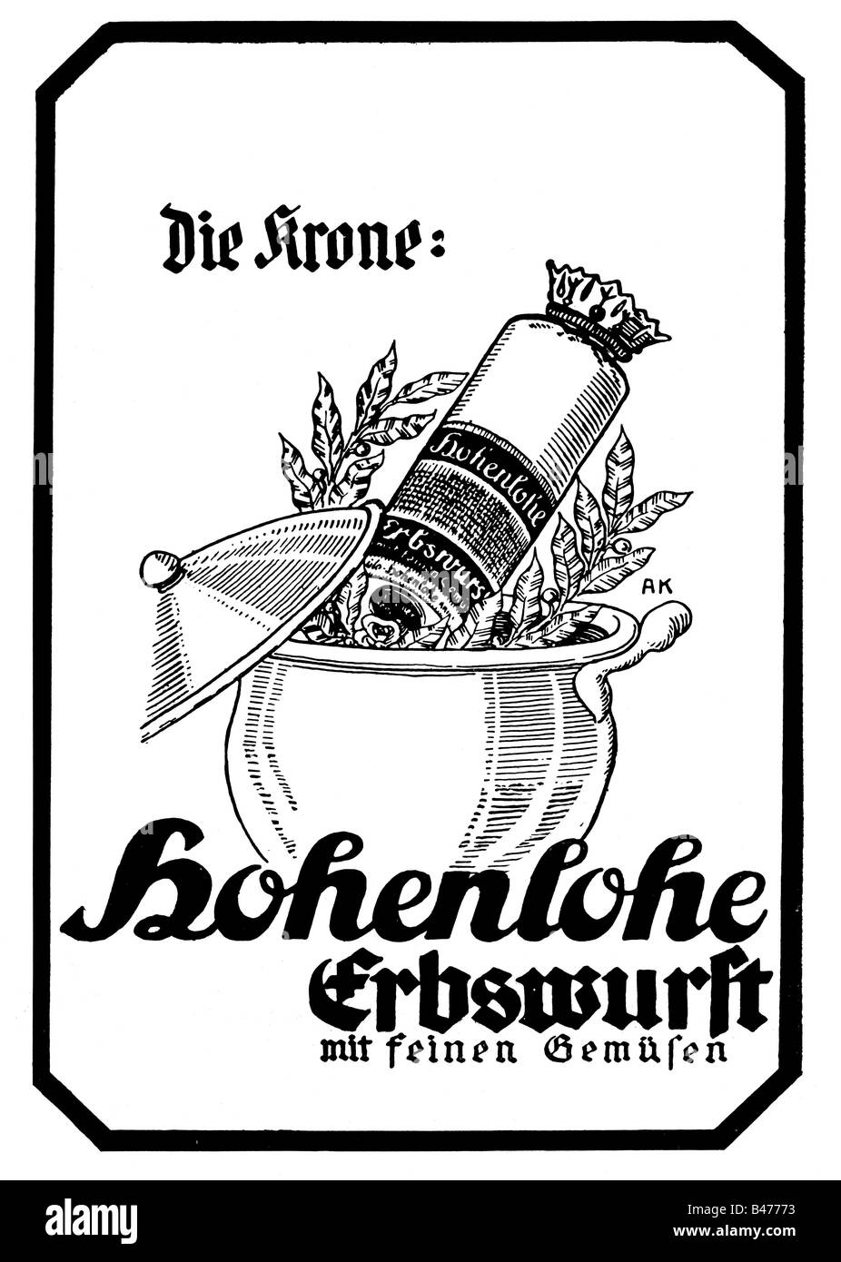 advertising, food, Hohenlohe Erbswurst (instant pea soup), advert ...