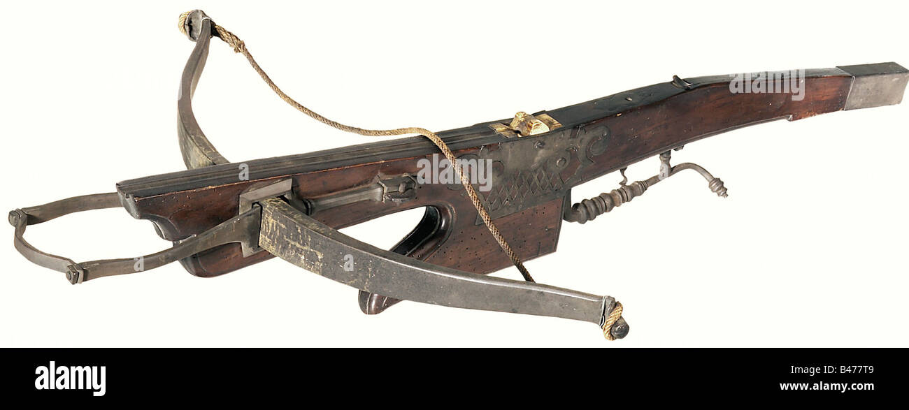 A heavy target crossbow, Dutch, 17th century. Forged steel bow (loose ...