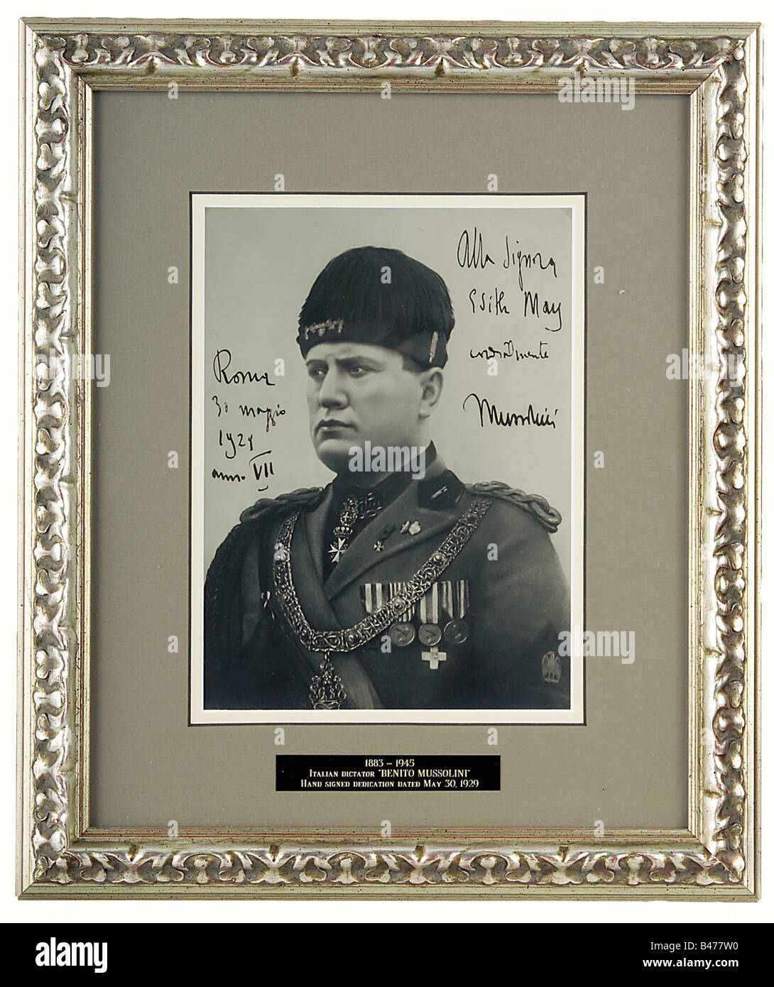 Benito Mussolini., A presentation photo with dedication and autograph ...