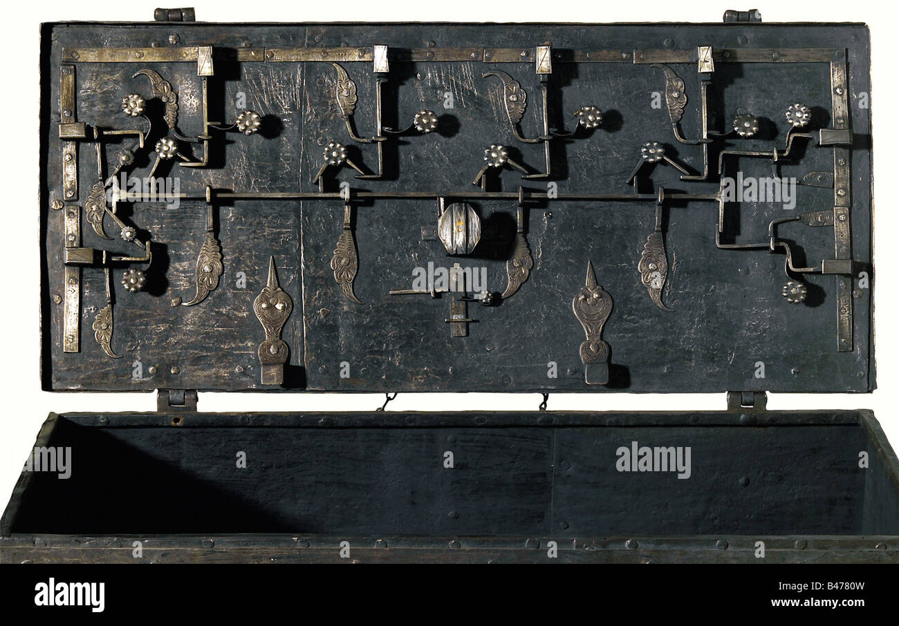 A South German strongbox, Nuremberg or Passau, circa 1600. Rectangular ...