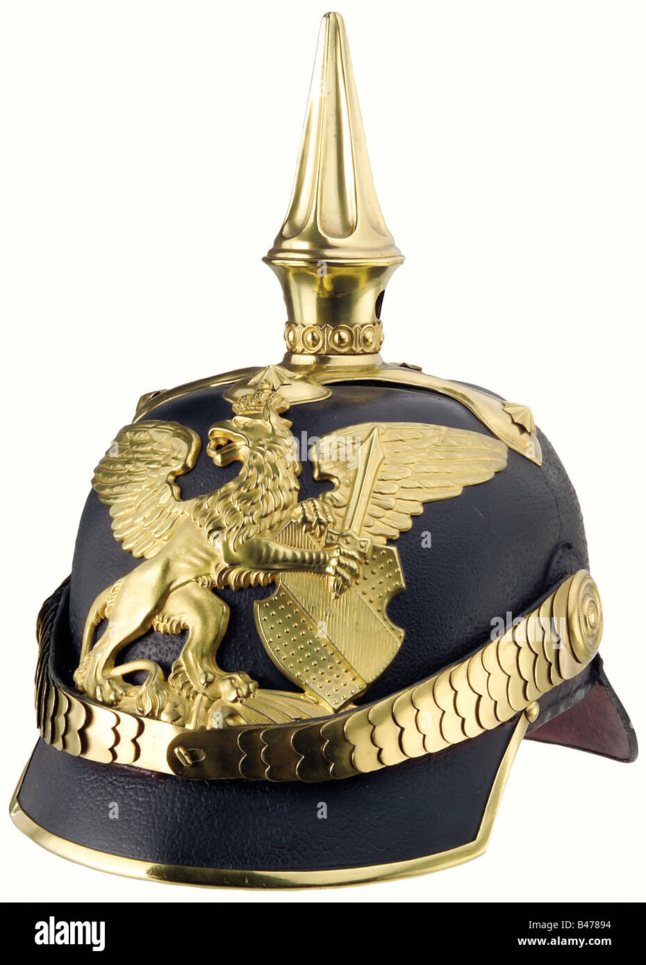 Baden: A helmet of 1871 pattern for infantry officers., A leather skull ...