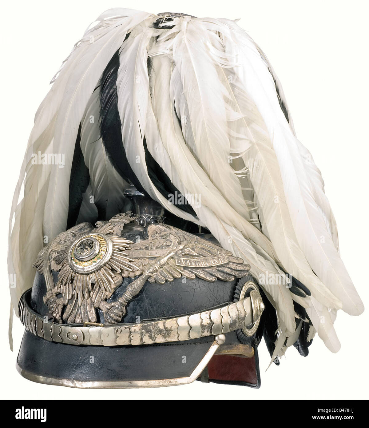 A helmet for supernumerary generals., A leather skull with silver ...