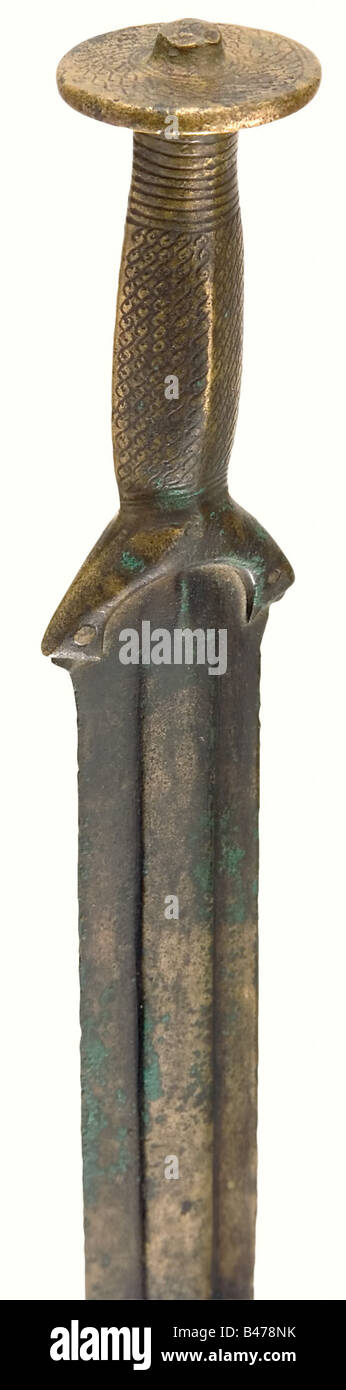 A Bronze Age sword, Central Europe, circa 1000 B.C. Bronze. Heavy blade ...