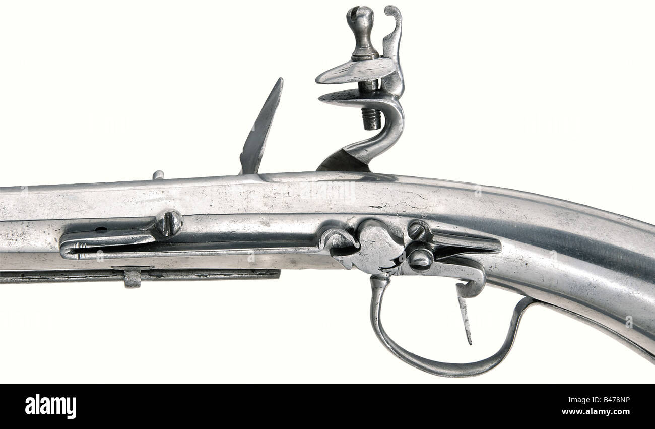 An all-metal flintlock pistol, German/Dutch, circa 1660. Octagonal ...