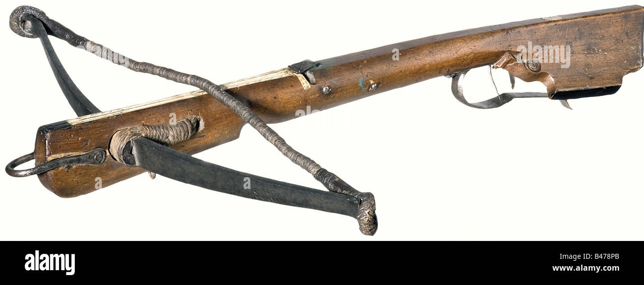 A Saxon hunting/sport crossbow, circa 1740. Forged steel prod with a ...