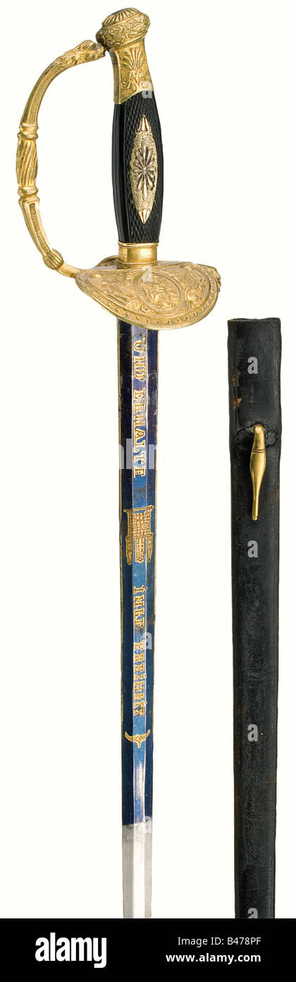 A sword for a militia officer, double-edged blade with the Hamburg coat ...