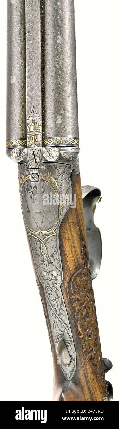 A double-barrelled shotgun, J. Miller in Zlonitz (Zlonice/Bohemia ...