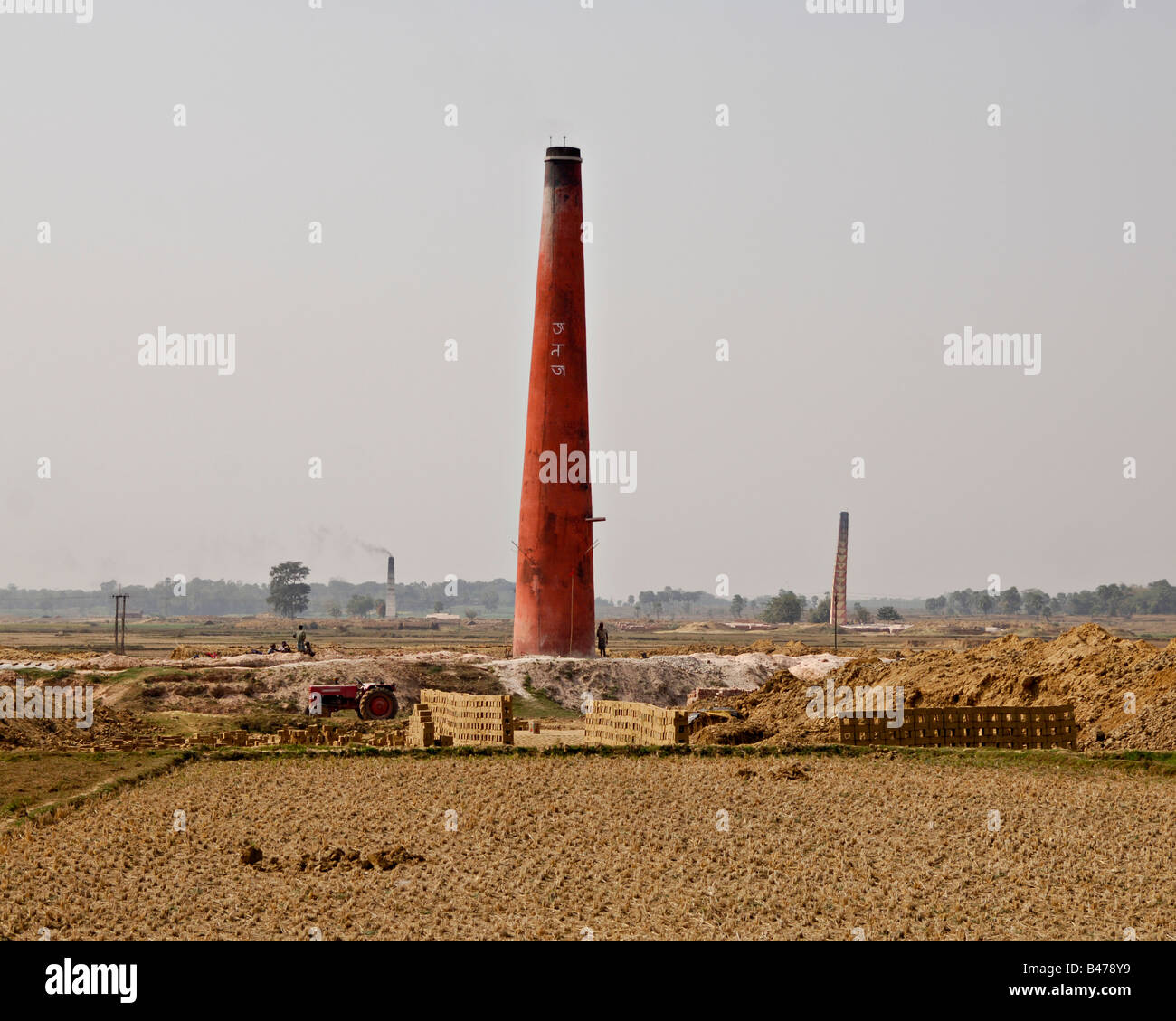 Chimney at a brick factory in rural West Bengal, India Stock Photo - Alamy