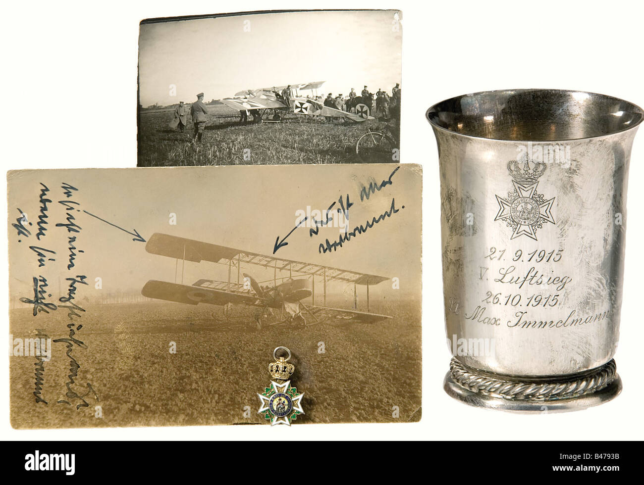 Max Immelmann - a silver beaker, commemorating the award of the Knight ...