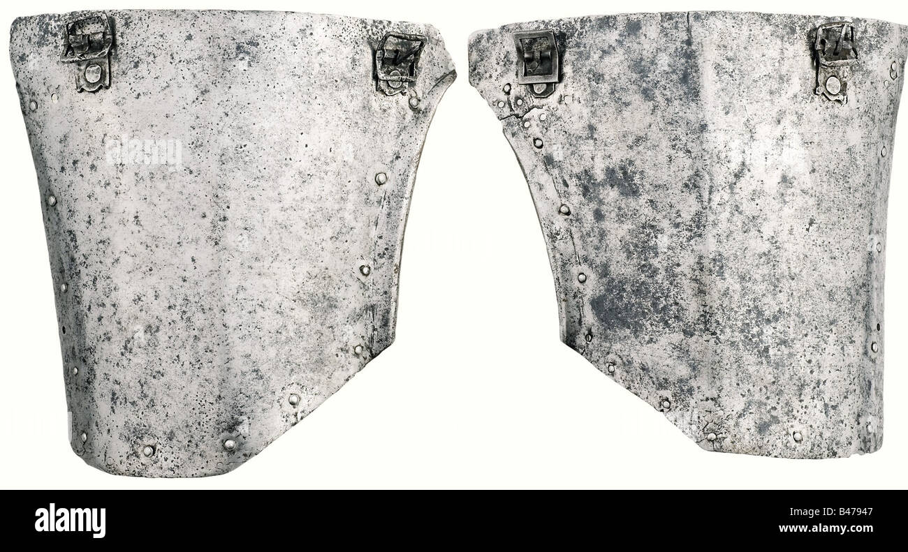 A pair of Gothic tassets, German, circa 1480/90. Ridged, with strong ...