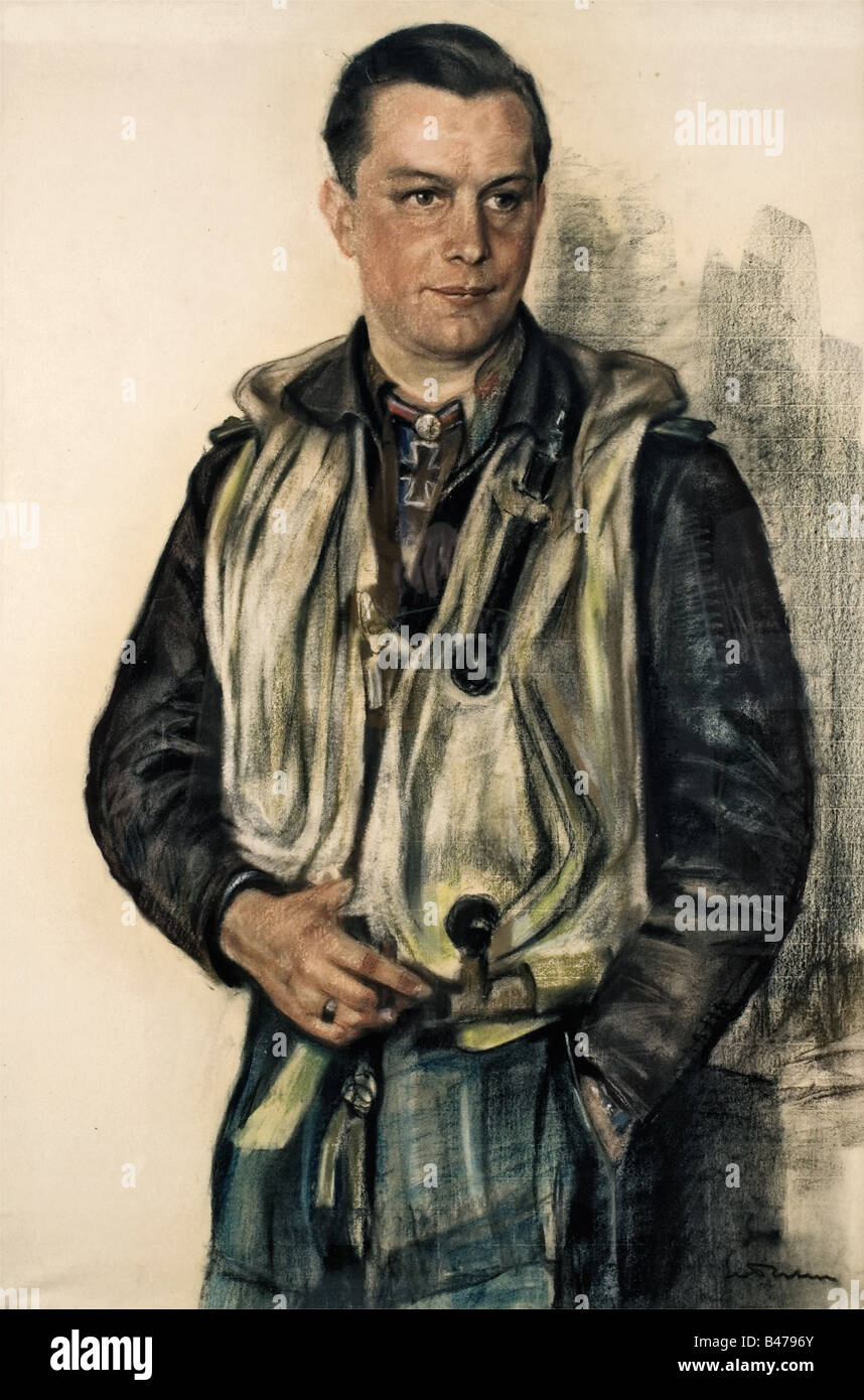 Leo Poeten (1889 - 1949) - a portrait of Colonel Josef Priller, later ...