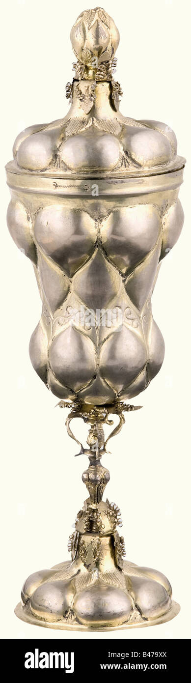 A silver goblet, German (Augsburg?), circa 1650 Gilded silver. Base ...