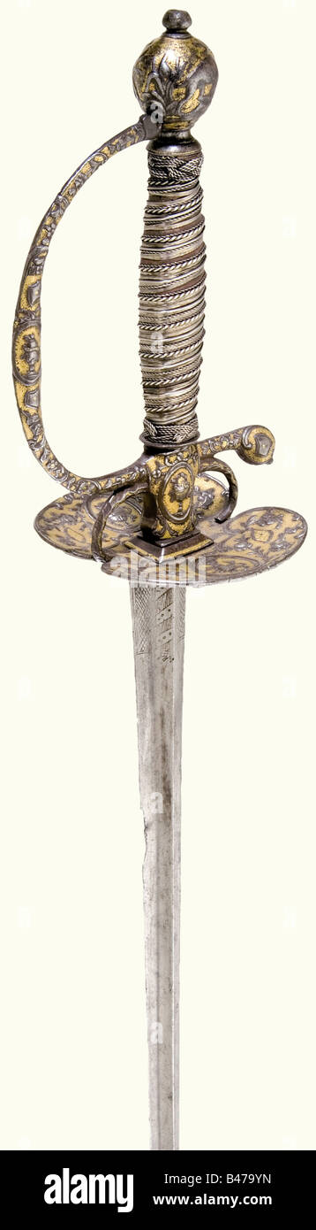 A splendid court sword, Metz, circa 1750 A triangular thrusting blade ...