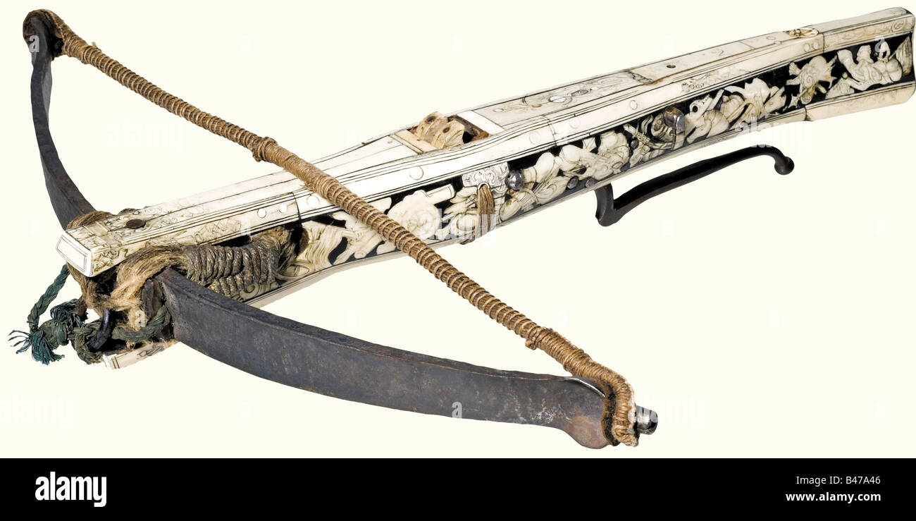 A sporting/hunting cross bow richly inlaid with bone, German, circa ...