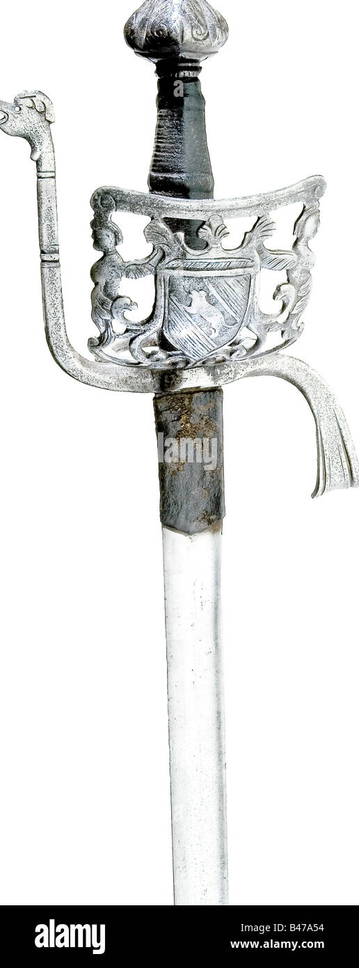 A Swiss ceremonial sword, circa 1600. A single-edged blade with fullers ...