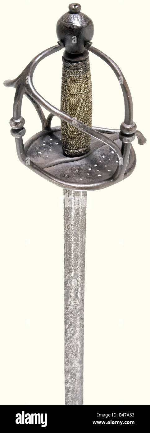 A broadsword, German or Flemish, circa 1700 A double-edged, slightly ...