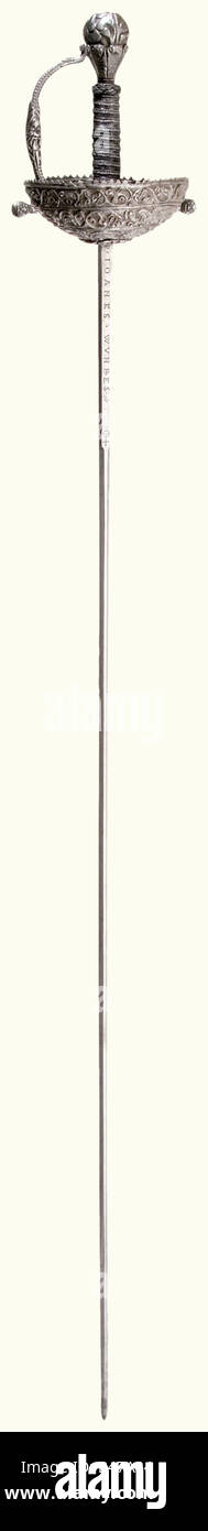 A cup-hilted rapier, Italian, Brescia, circa 1660/70 A slender ...