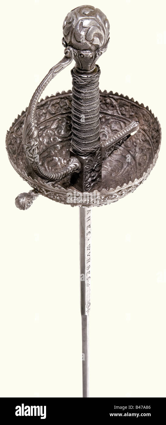 A cup-hilted rapier, Italian, Brescia, circa 1660/70 A slender ...