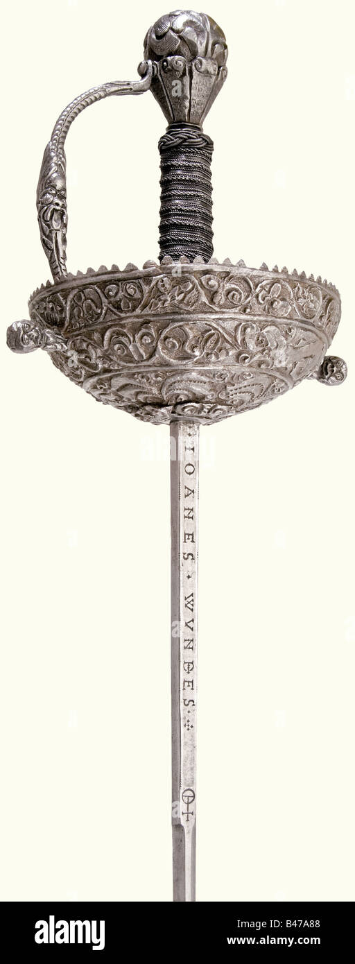 A cup-hilted rapier, Italian, Brescia, circa 1660/70 A slender ...