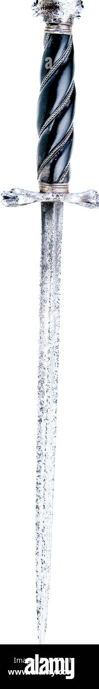 Triangular blade with pronounced fullers on each side iron quillons hi ...