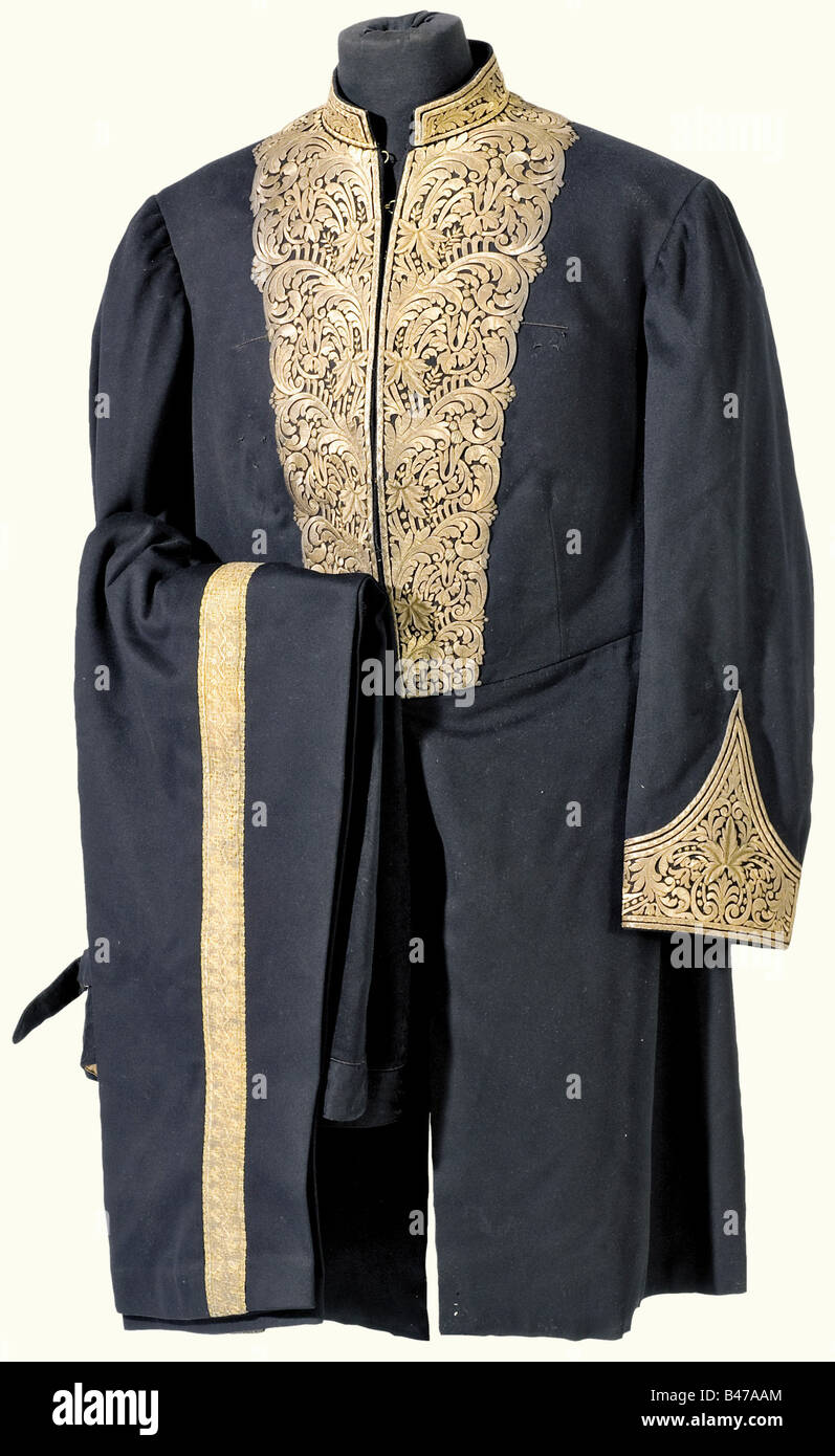 A silver-embroidered diplomatic or court uniform, Ottoman, 19th century ...
