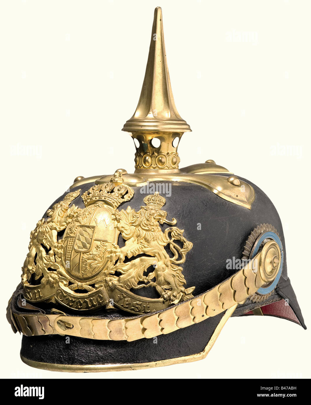 A model 1886/97 helmet, for infantry officers, Bavaria Black leather ...