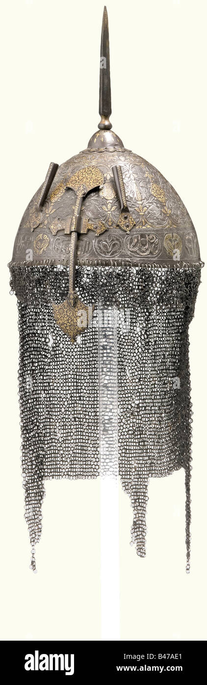 A kulah khud, India, end of the 18th century Round skull, forged in one ...