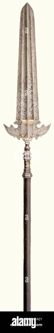 A life guards partisan, German, circa 1680 Blade with several ridges ...