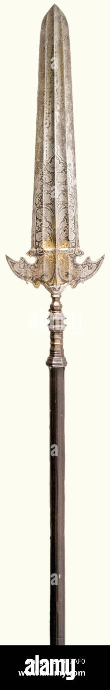 A life guards partisan, German, circa 1680 Blade with several ridges ...