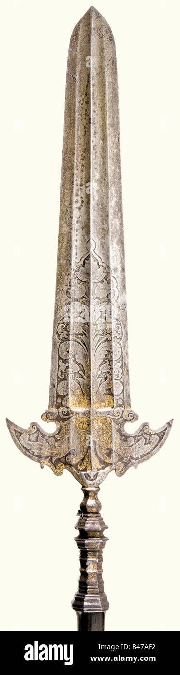 A life guards partisan, German, circa 1680 Blade with several ridges ...