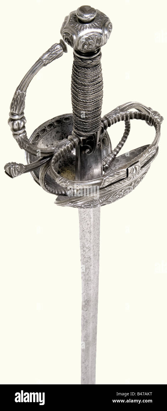 A chiselled cup-hilted rapier, Brescia, circa 1630 A double-edged ...