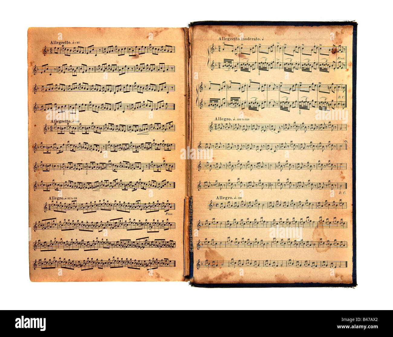 Worn Tattered Distressed Vintage Book With Music Printed on the Pages ...