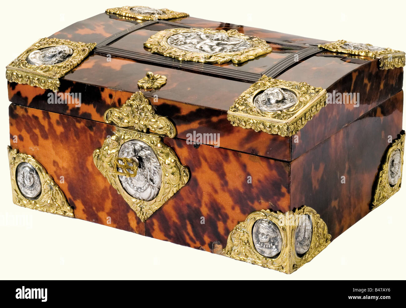 A tortoise shell casket, France, circa 1680 A rectangular wooden casket ...