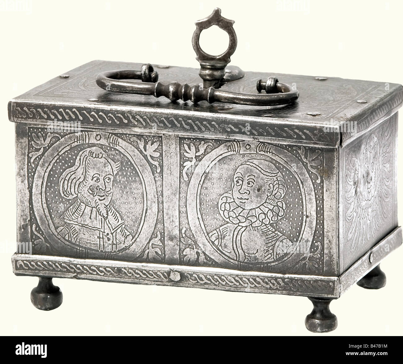 An etched iron casket, Southern German, presumably Nuremberg, circa ...