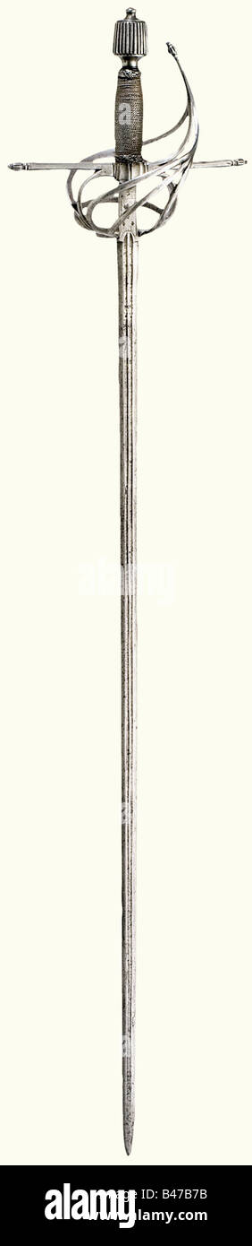 A rapier, France, circa 1600 A double-edged blade with two grooves on ...
