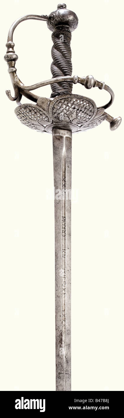 A smallsword, France, circa 1650 A ridged blade with grooves on both ...