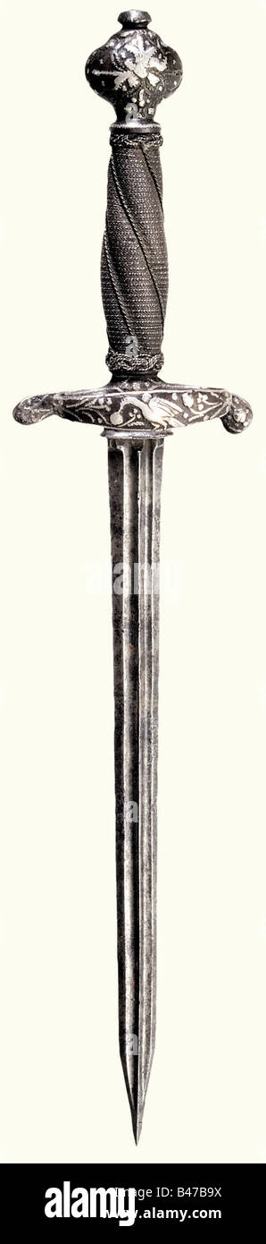 A left-hand dagger, South German, circa 1650 Heavy, thrusting blade ...