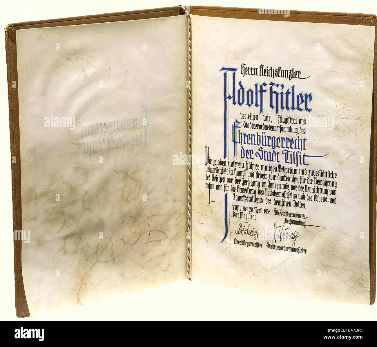 Adolf Hitler, an honorary citizenship award from the City of Tilsit ...