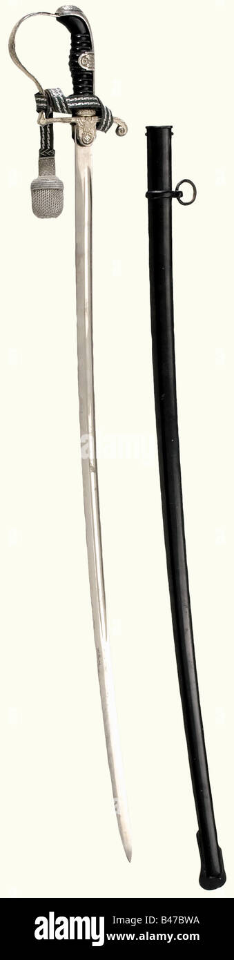 A sabre for officers of the Waffen-SS, 1st model Curved nickel-plated ...