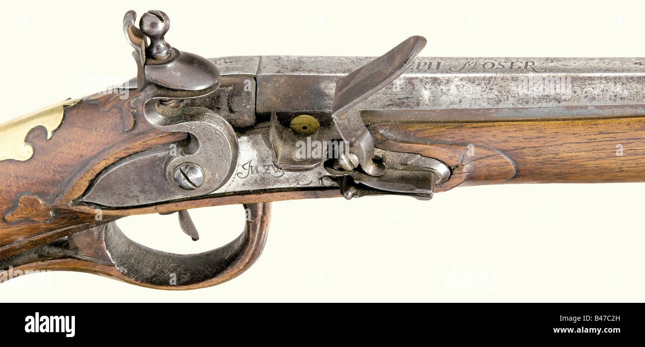 A flintlock shotgun, Joseph Moser, Zwetl/Austria, circa 1780. Octagonal ...