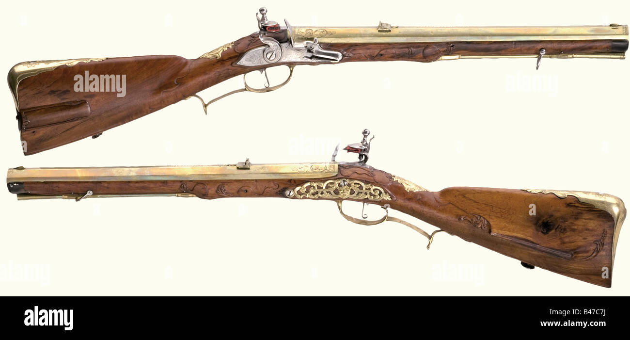 A pair of flintlock short rifles, I.C. Peter in Karlsbad, circa 1720 ...