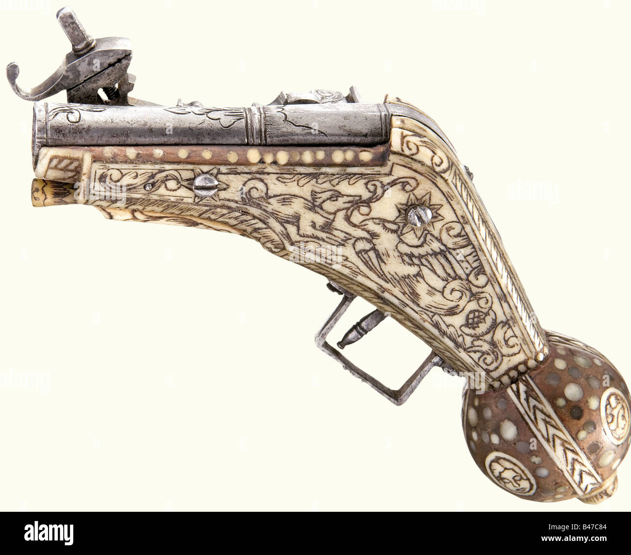 A miniature wheellock pistol, German, presumably 19th century ...