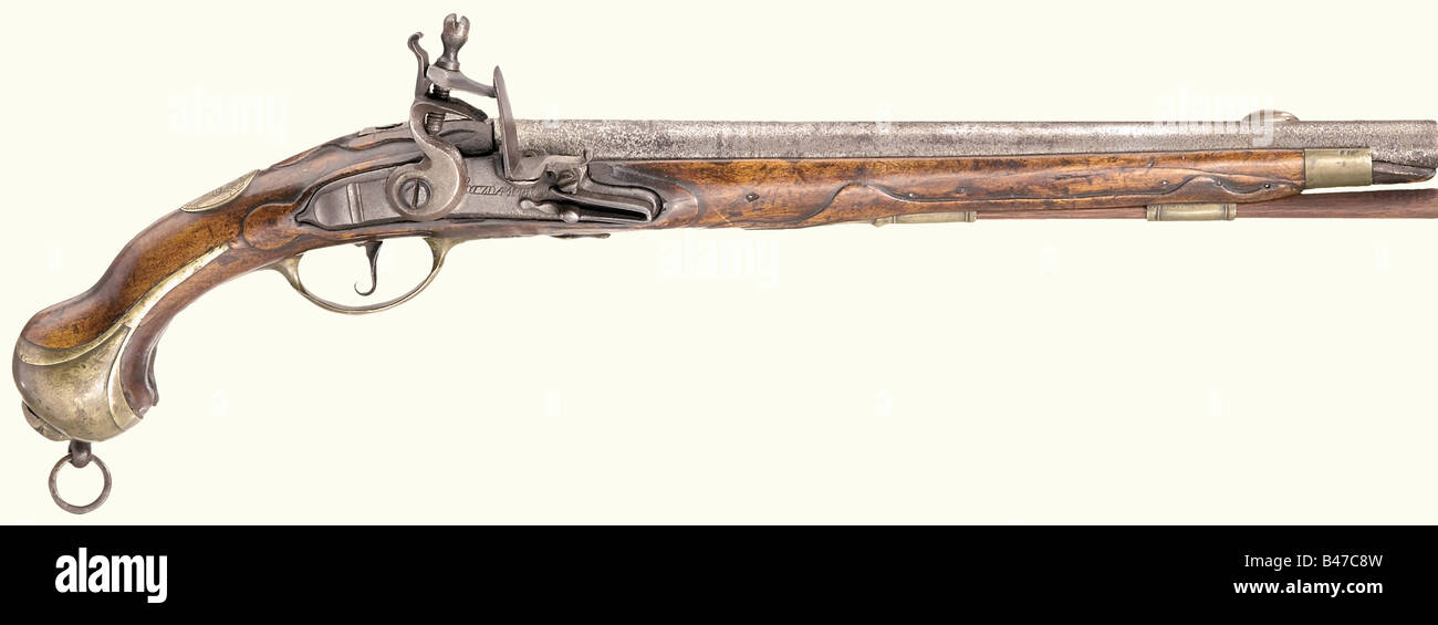 A model 1742 Old Prussian cavalry pistol., Round barrel with a smooth ...