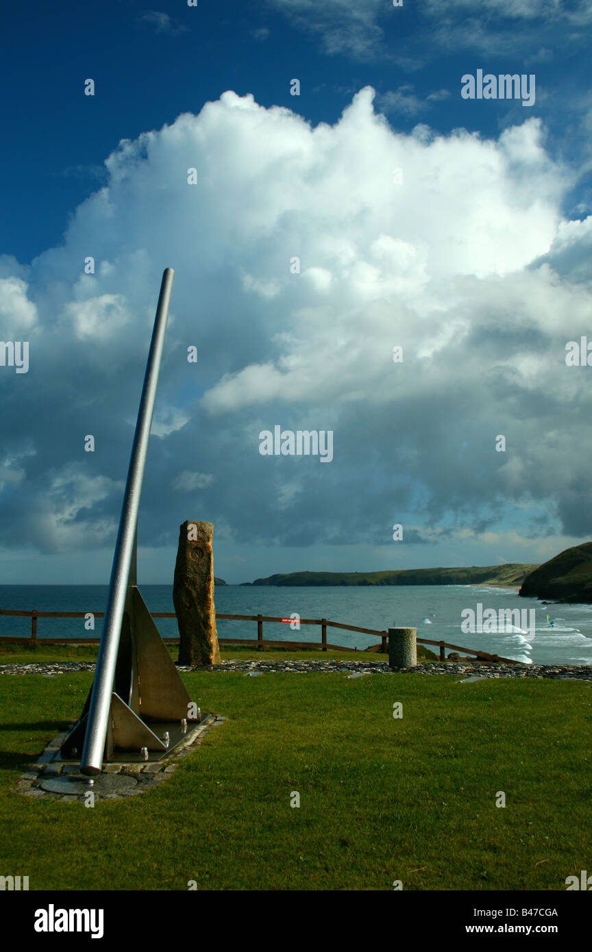 Millennium Sundial Perranporth Cornwall Stock Photo - Alamy