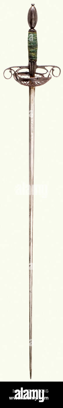 An English cup-hilted rapier, circa 1630. Double edged-blade of ...