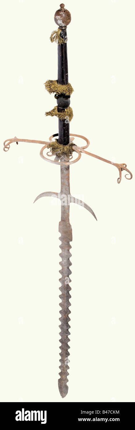 A two-handed flamberge, historical, reproduction using an original ...