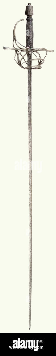 An Italian rapier, circa 1600. Double-edged thrusting blade with a ...